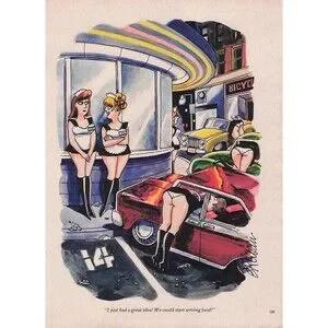 Art | Vintage Maid Cartoon Art Funny Diner Fast Food Sexy Women High ...